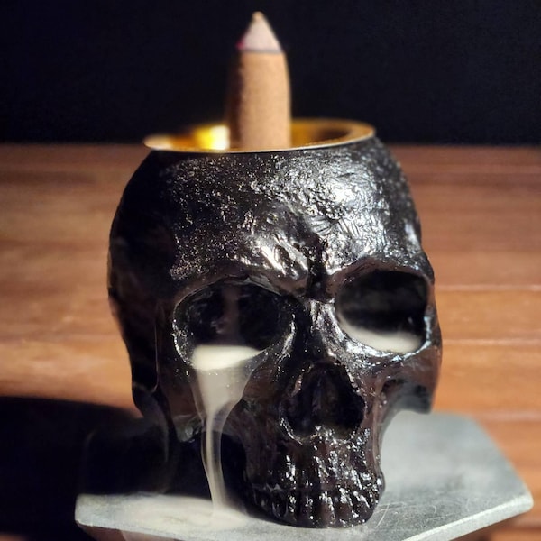 Skull Backflow Incense Burner Holder, Witch, Halloween, Goth | Gothic ...