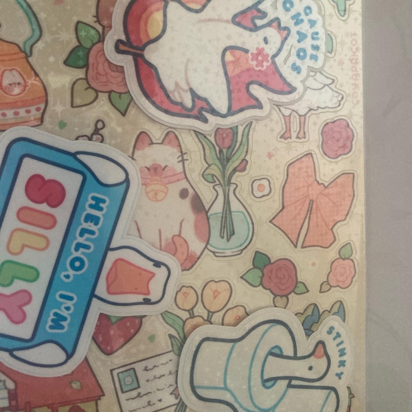 Cottage Living | Cute Waterproof Handmade Floral Sticker Sheet | Kawaii ...