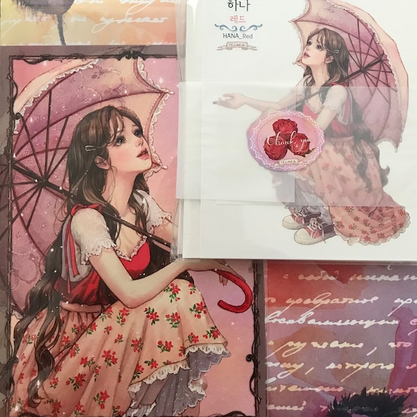 HANA / Girl Stickers / Watercolor Illust - Etsy