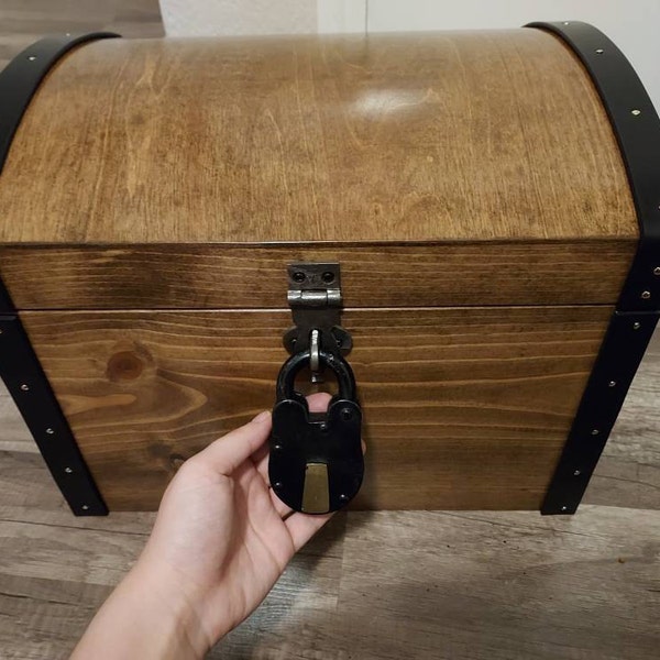 TREASURE CHEST Small 15" Optional Straps, Buckles, Lock or Latch. Shelf ...