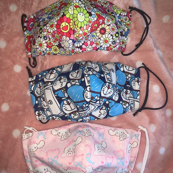 Handmade 3D Kawaii Face Mask/ Cloth Mask/ Fabric Mask W/ Filter Pocket ...