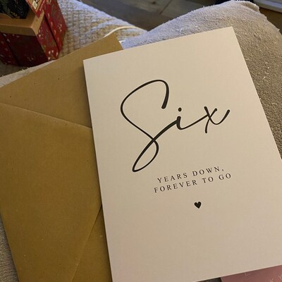 Six Years Down, Forever to Go A5 Card With Envelope, Valentines Card ...