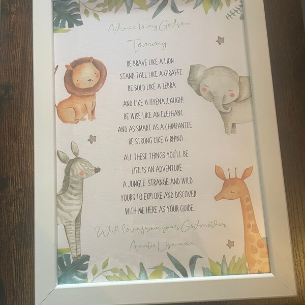 Personalised Godson Poem Promise Print Baptism Christening Day ...