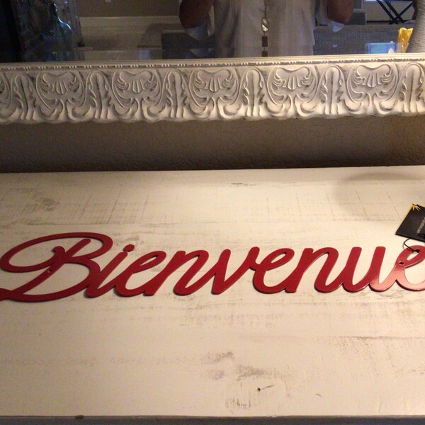 Bienvenue Sign, Welcome Sign, Metal Word Art, Outdoor Metal Wall Art ...