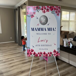 Editable Mamma Mia Baby Shower Welcome Sign | Mamma Mia Disco | Greek ...