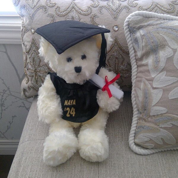 Personalized Graduation Cap and Gown Cream Plush Bear, Class of 2025 ...