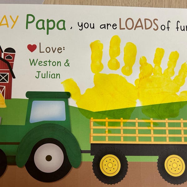 Handprint Art Craft for Father's Day, Tractor Farm Printable Father's ...