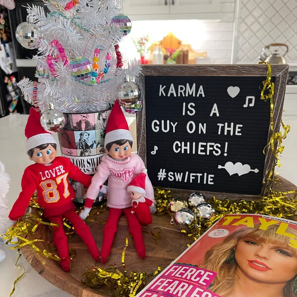 Elf Outfit, 4 Pc Elf Outfit, Elf Sweater Hat Glasses Pants, Doll ...