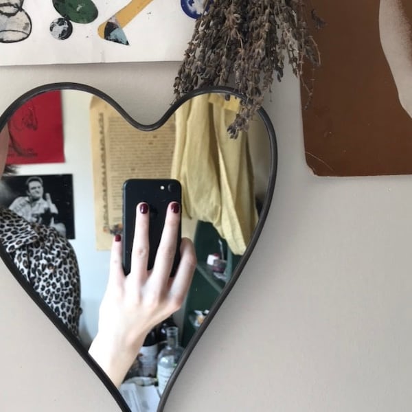 Heart Mirror No. 1 / Handmade Wall Mirror Heart Shape Art Outline Cœur ...