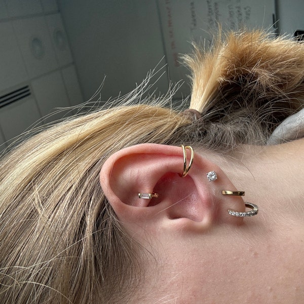 Tiny Diamond Rook Hoop Earring • Helix Hoop • Rook Earring • Helix ...