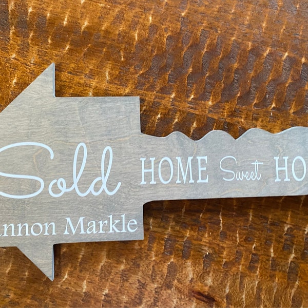 House Key Shape Sold Sign With Hashtag or Name, Personalized Real ...