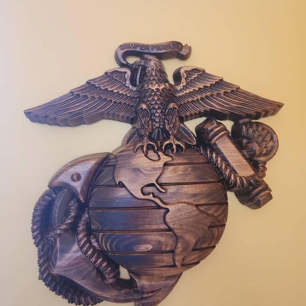 USMC Eagle Globe Anchor 12", Marine Corps, EGA, Mahogany, Military ...
