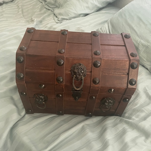 11-3/4" Pirate Chest With Iron Lock, Handmade Pirate Chest, Treasure ...
