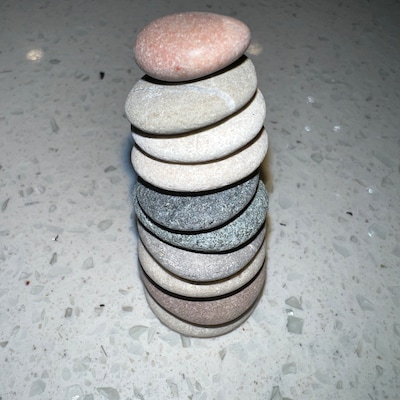 Pebble & Sea Glass Balancing Sculpture Genuine Sea Glass Cairn, Zen ...