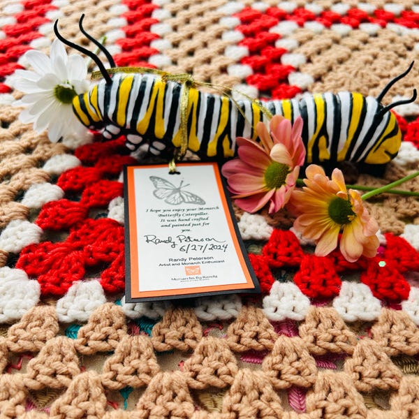Handcrafted Monarch Caterpillar Sculpture: Realistic Acrylic Painted ...