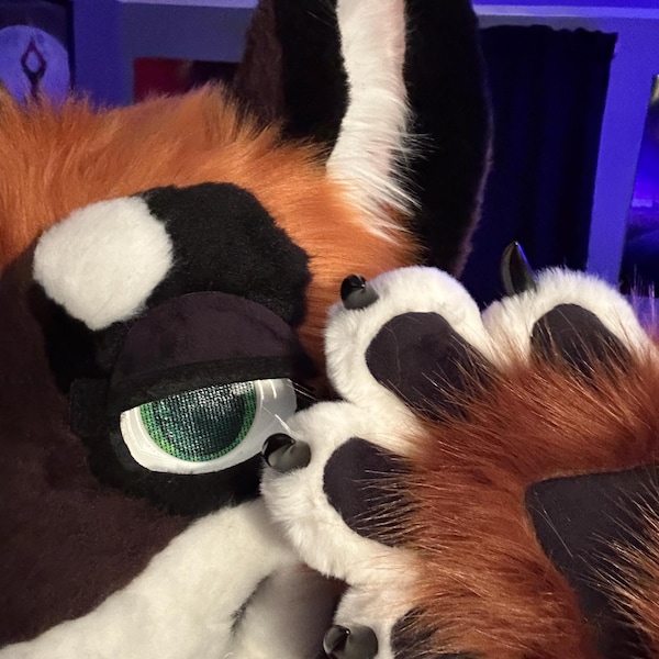 Black Puppy Paws With Red Meat Pad, Furry Gloves, Tiger Paws, Fox Paws ...