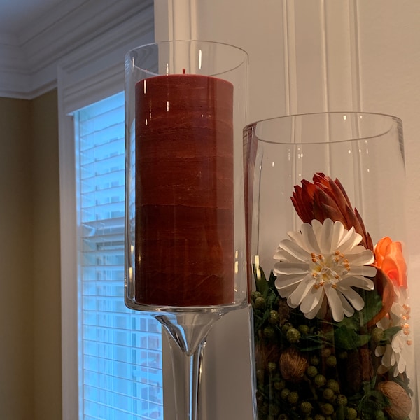 Burnt Orange Handcrafted Fall Autumn Decorative Pillar Candle L Fall ...