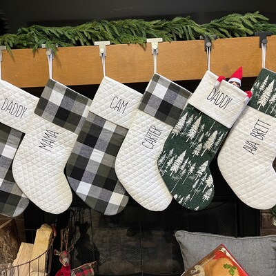 Personalized Christmas Stockings, Beige Christmas Stockings, Block ...