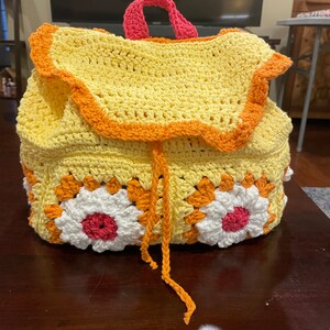 Drawstring Backpack Crochet Pattern, Crochet Daisy Backpack Pattern ...