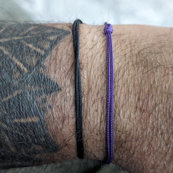 Black Cord Bracelet / Waterproof Adjustable Bracelet / Mens Surfer ...