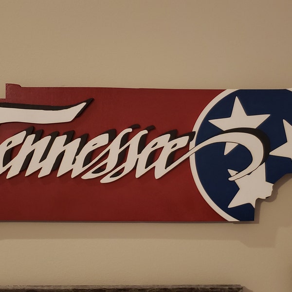 Tennessee Flag State Cutout, Red White and Blue Tennessee Tri Star ...