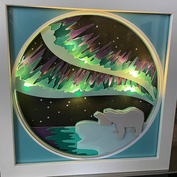 3D NORTHERN LIGHTS Svg 3D Aurora Borealis Svg WINTER Shadow Box Svg for ...