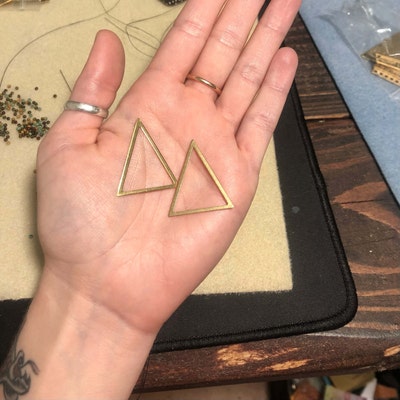 Brass Triangle Ring Charms Raw Brass Triangle Earrings and Pendant ...