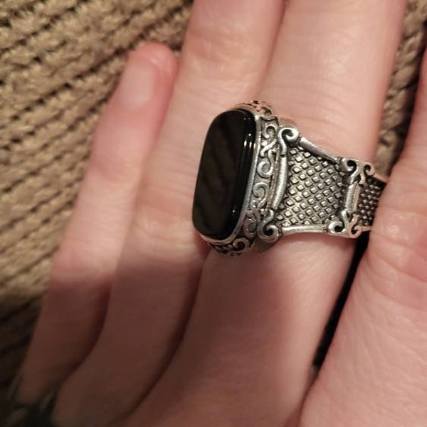 Sterling Silver Onyx Men Ring, Vintage Style Men Signet Ring, Gemstone ...
