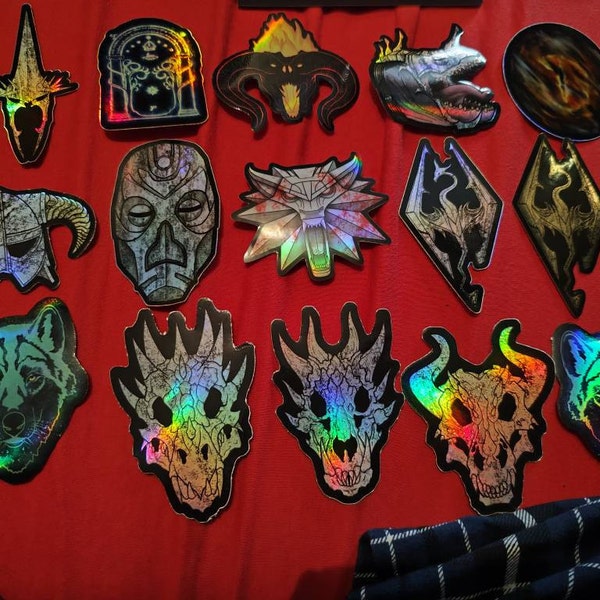 Elder Scrolls Skyrim Dragon Sticker Holographic Vinyl - Etsy