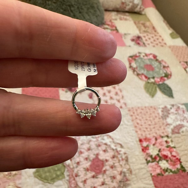 14k Gold Navel Diamond Belly Button Ring, Curved Floating Navel Ring ...