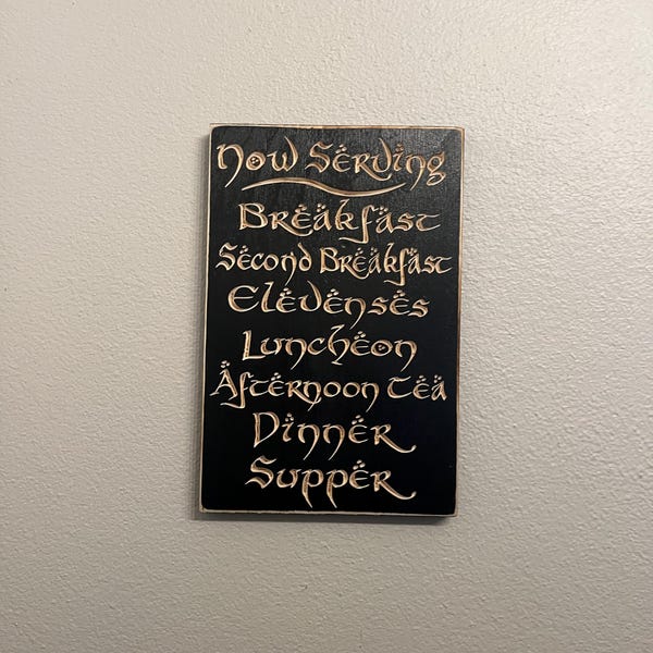 Hobbit Daily Meals Menu Second Breakfast Rustic Distressed Engraved ...