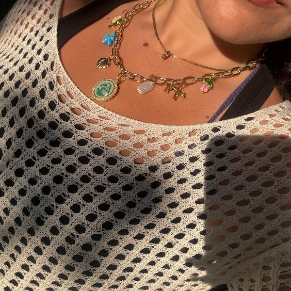 Maria Charm Necklace, Gold Charm Necklace, Multi Charm Necklace ...