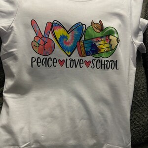Peace Love School Colorful Tie Dye PNG Print File for Sublimation or ...