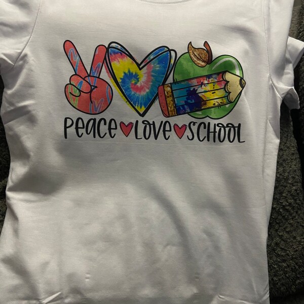 Peace Love School Colorful Tie Dye PNG Print File for Sublimation or ...