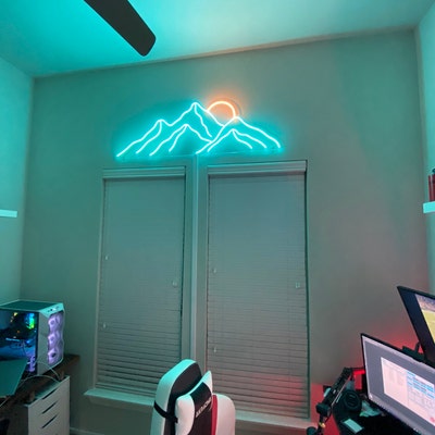 Mountain LED Neon Sign Customize Large Sunset Acrylic Wall Art ...