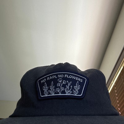 Mountains Embroidered Patch Unconstructed 6 Panel Hat Flat Brim and ...