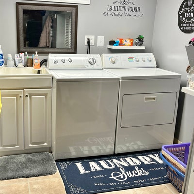 DRAW Soft Woven Rugs, 24x56 Laundry Room Rug, Funny Non Skid Rubber ...