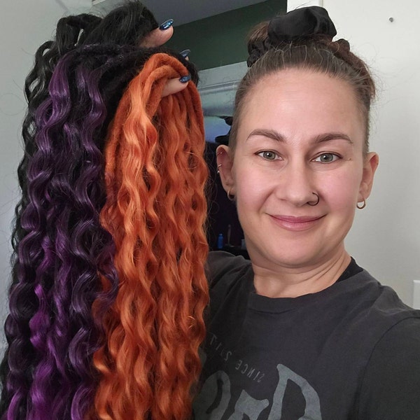 Brown to Blonde Ombré Wavy Dread Extensions | Synthetic Dreadlock ...