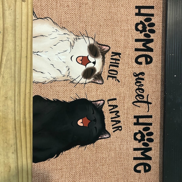 Custom Cat Doormat, Cat Welcome Doormat, Home Sweet Home, Cat Rug ...
