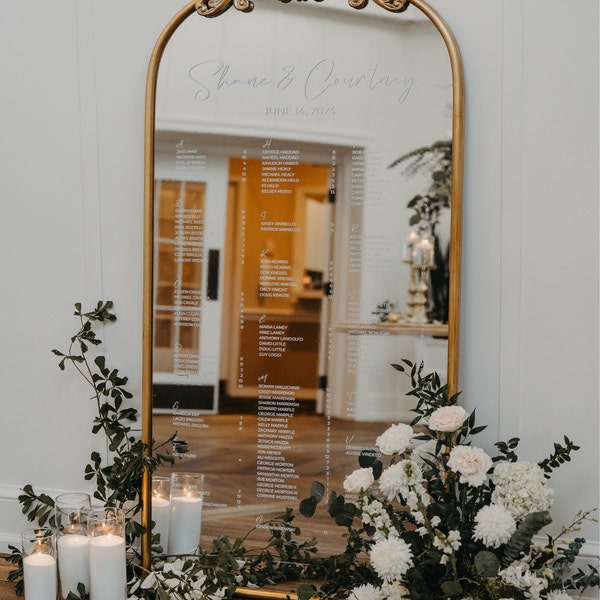 Scroll Wedding Mirror Seating Chart Static Cling Decal - Etsy