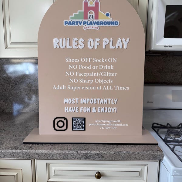Acrylic Play Rules Sign, Soft Play Business Sign, Bouncy Castle ...