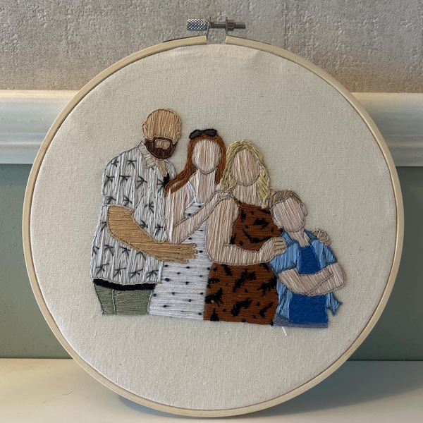 Custom Hand Embroidered Family Portrait (modern Embroidery/family ...