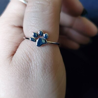 Sterling Silver 925 Dog Paw Silver Ring Animal Lover Ring Puppy Pet Paw ...