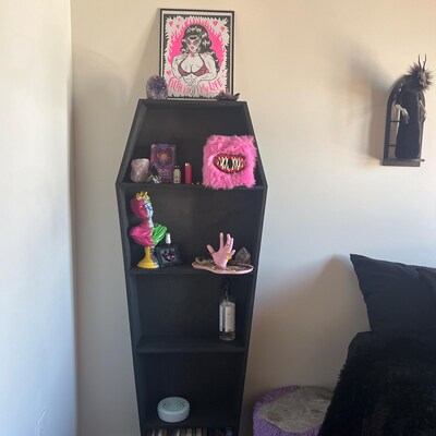 72 / 6 Foot Coffin Bookshelf, Goth, Spooky, Home Decor, Bookcase ...