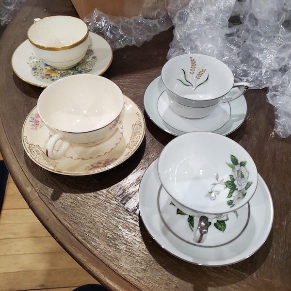 Vintage Tea Cups • Mix and Match • Cottagecore Gift Set • Victorian Tea ...
