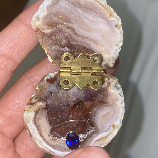 Raw Geode Jewelry Box/geode Ring Box/ Wedding Ring Box/ Engagement Ring ...