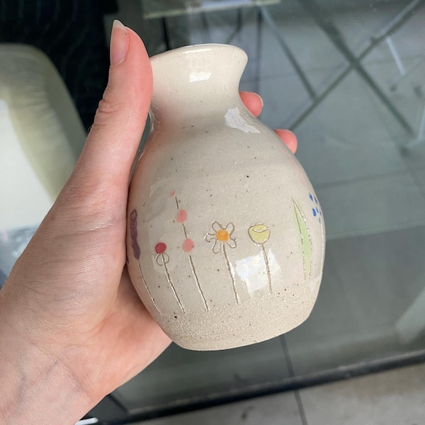 Large White Handmade Pottery Lidded Pot or Biscuit Jar With Midsummer ...