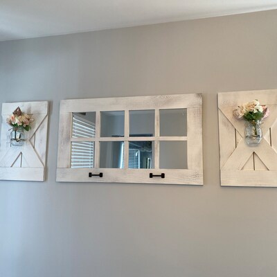 8 Pane Farmhouse Wall Decor Window Mirror Rustic Window Mirror Rustic ...