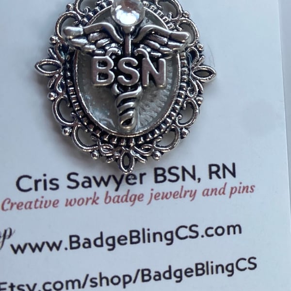 BSN Silver and White Nursing Pins Simple Pinning Ceremony Pin Vintage ...