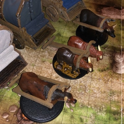 Dnd Oxen Wagon Plow Team Farm Animals Tabletop Scatter Terrain ...
